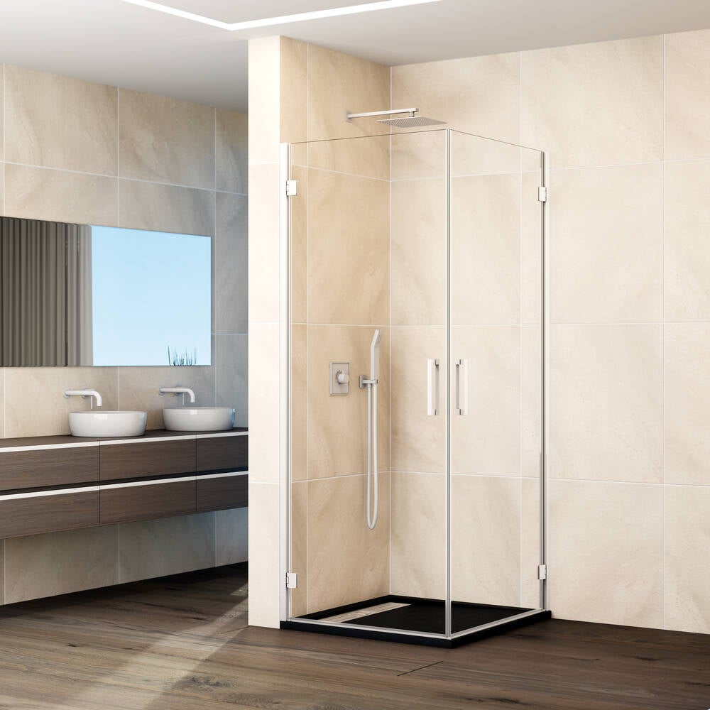 Mamp Glass K 2 Puertas Angular 80X65 Transparente Blanco | Leroy Merlin