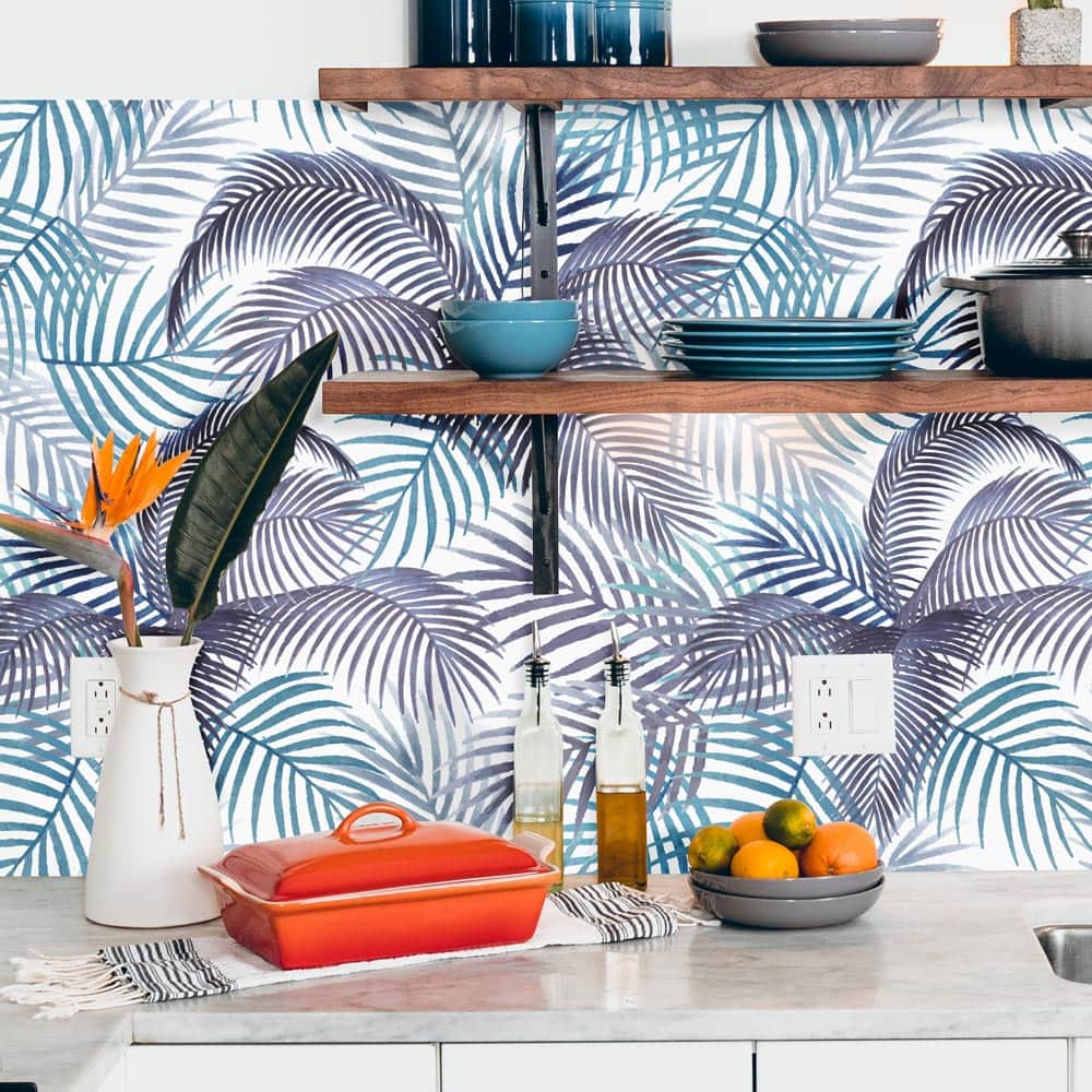 Crédence Adhésive Palmier Bleu - 300 x 60 cm | Leroy Merlin