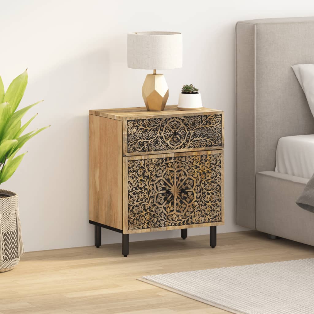 Table de chevet 50x33x60 cm bois de manguier massif | Leroy Merlin