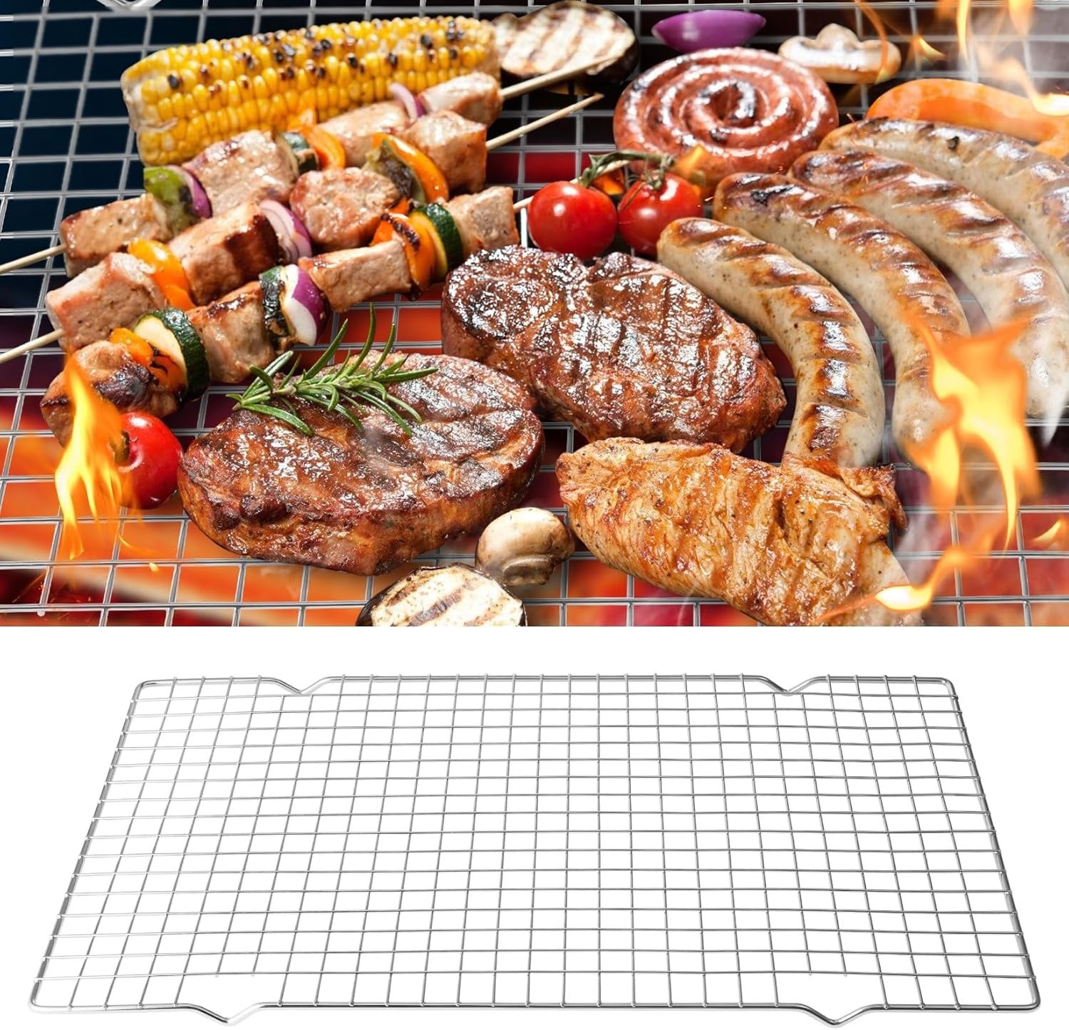 Parrilla de acero inoxidable para cocinar y enfriar la barbacoa en el ...