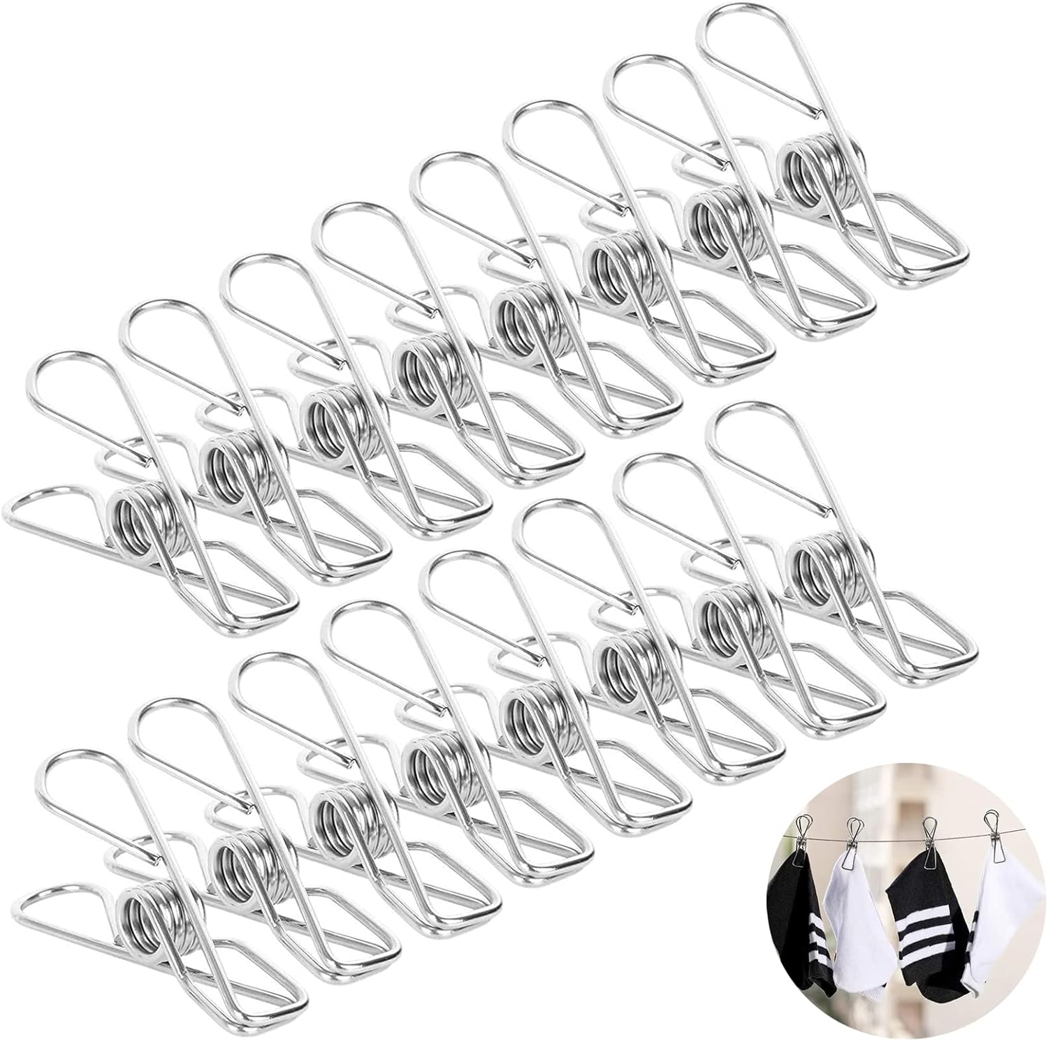 120PCS Pinces à Linge en INOX Antirouille Petite Epingle a Linge INOX ...