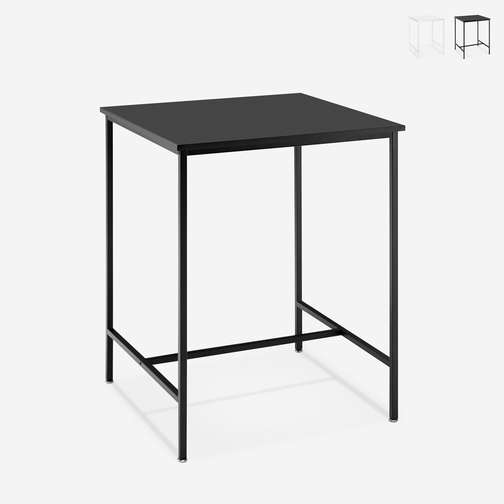 Table haute 70x70cm bar cuisine bistrot en metal blanc et noir Zakis ...