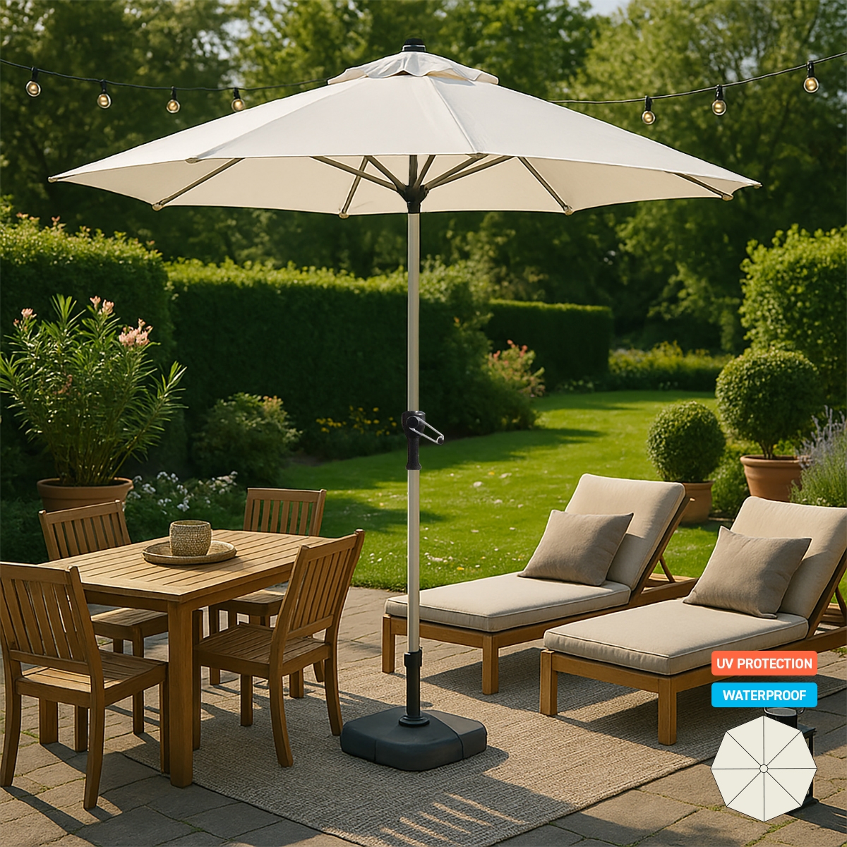 Parasol à mât central 3 mètre terrasse jardin octogonal Eden | Leroy Merlin