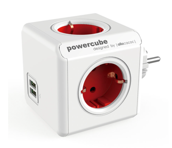 Ladrón ALLOCACOC Powercube original 4 tomas + 2 USB (5V). Color rojo- | Leroy Merlin
