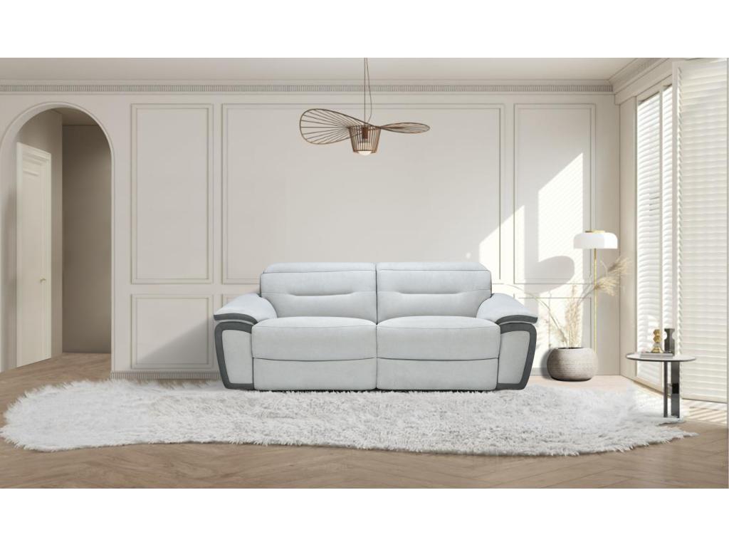 Canapé 3 places relax en microfibre bicolore anthracite et gris clair ...