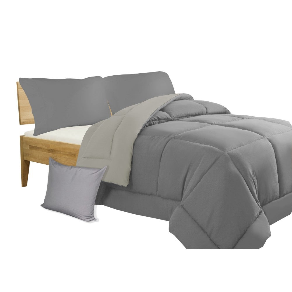 COUETTE QUILT GR SOLID COLOR GRIS double face HIVER 350 GR. AVEC FEDERA ...