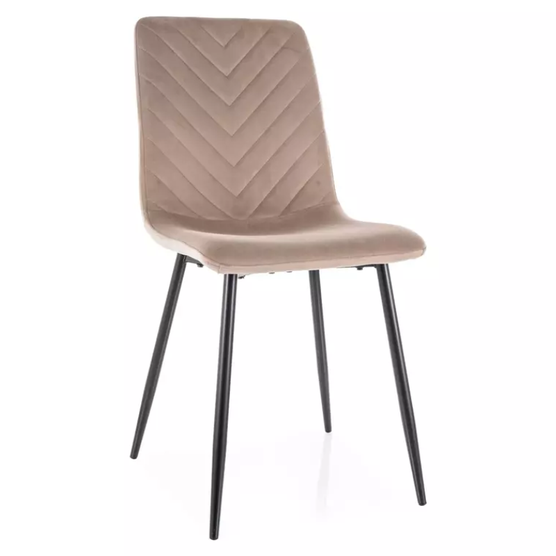 Chaise velours beige pieds noir mat assise stable et look élégant ZUTE ...