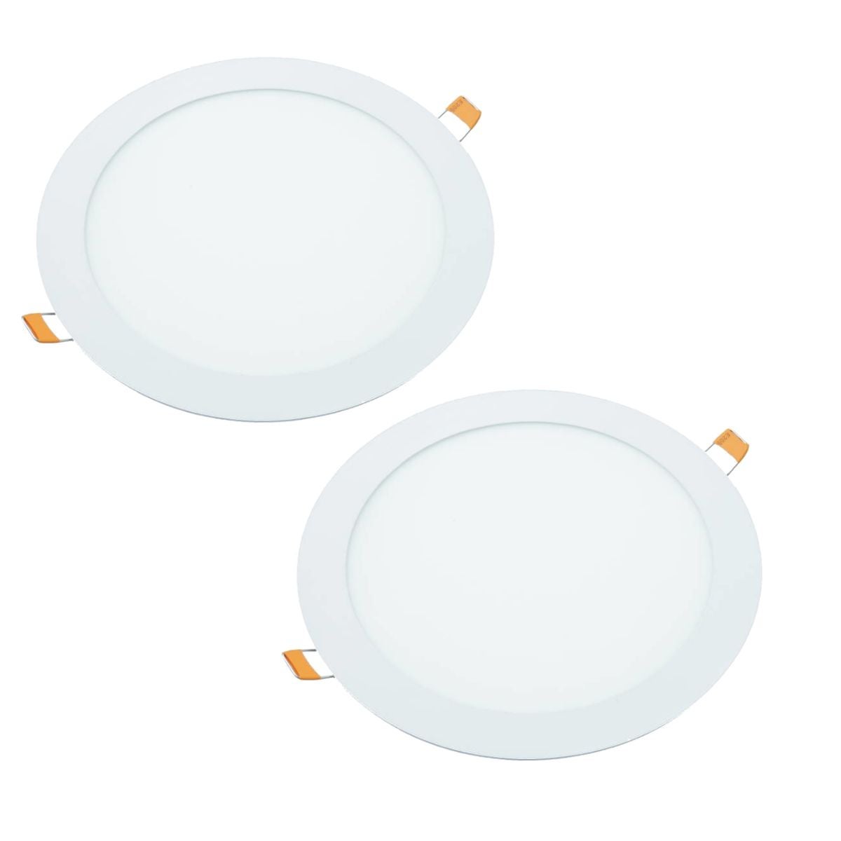 2x Downlight LED 18W Redondo, Plano De Empotrar Aro de Aluminio Blanco ...