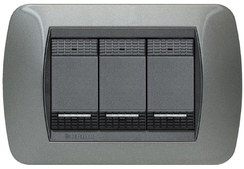 Bticino Living International placca 3 moduli acciaio scuro L4803AC ...