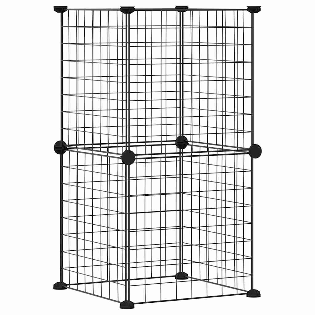 Cage animaux de compagnie à 8 panneaux Noir 35x35 cm Acier CFW55526 ...