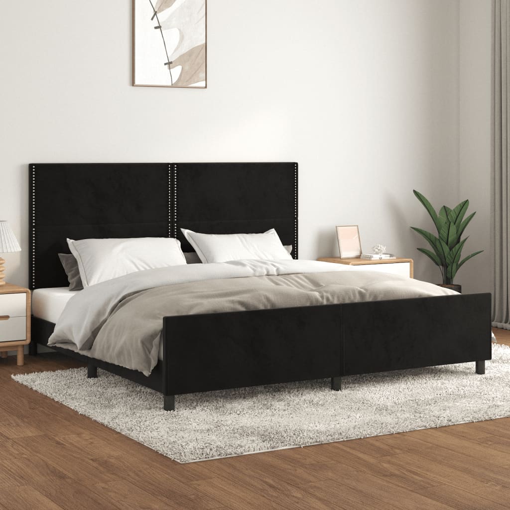 Cadre de lit sans matelas noir 200x200 cm velours | Leroy Merlin