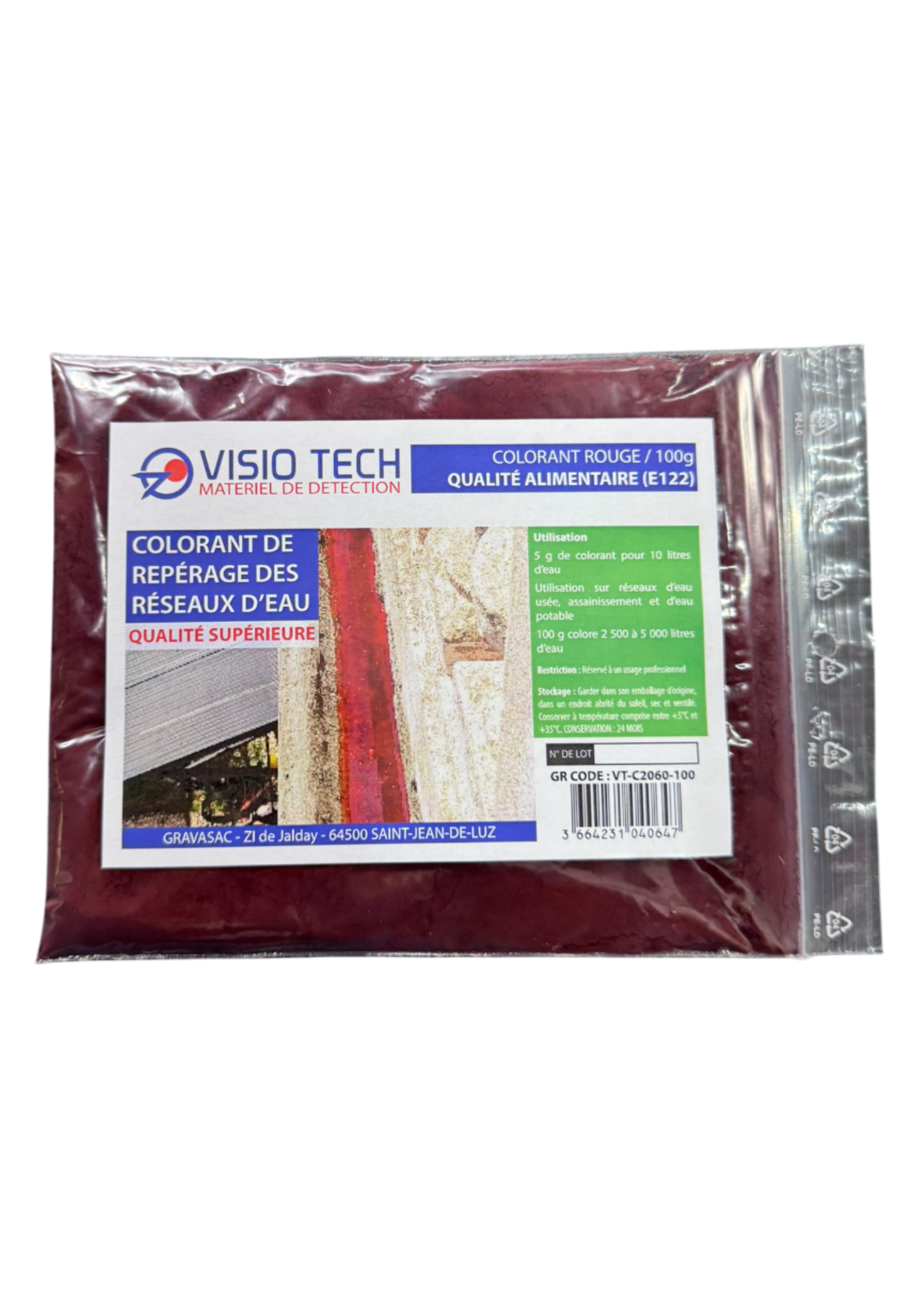 VISIO TECH - Colorant rouge (E122) 100g - Poudre soluble dans l'eau ...