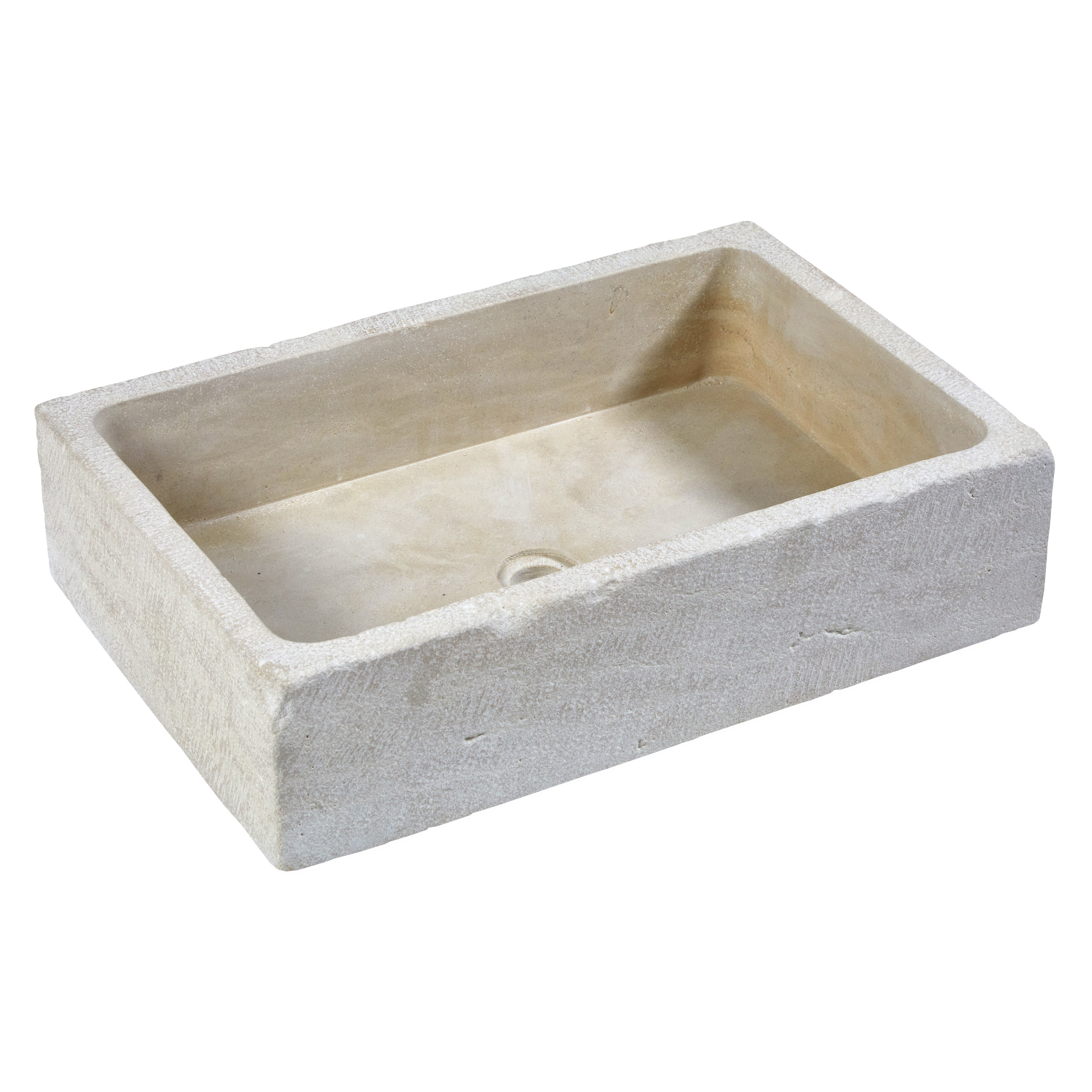 Vasque à poser rectangulaire pierre naturelle Atlas Beige 60x40x15 cm ...