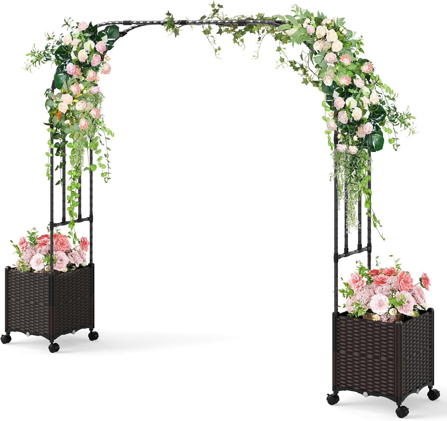 Arche de Jardin avec 2 Jardinières Surélevées, Roues Verrouillables ...