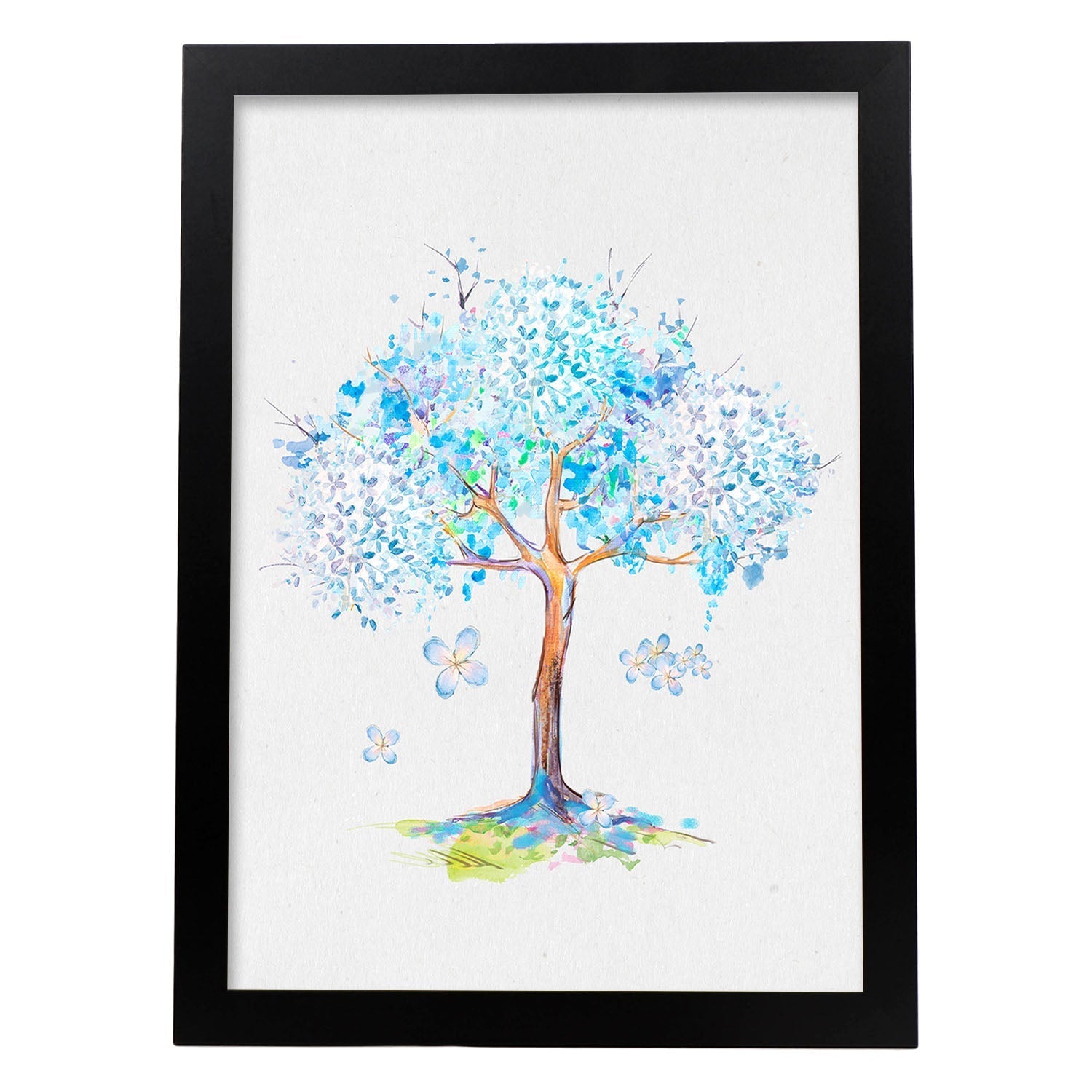 Affiche Des Couronnes Florales. Lila Blue Tree, Illustré De Fleurs De ...