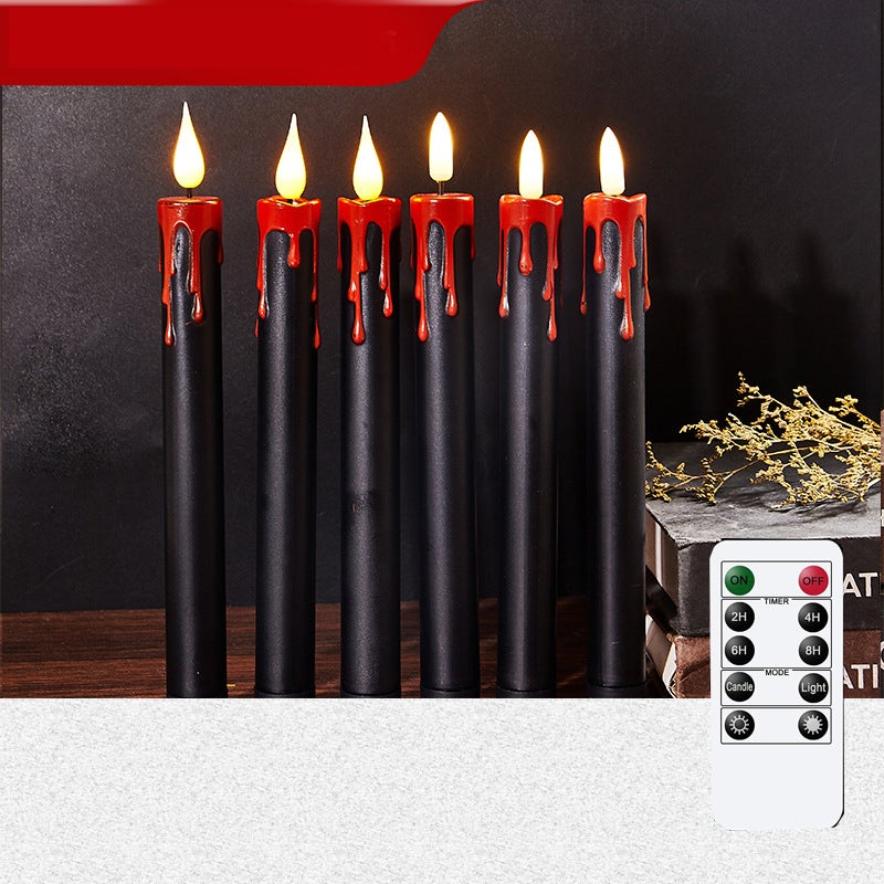 Velas cónicas negras sin llama de Halloween con control remoto, paquete ...