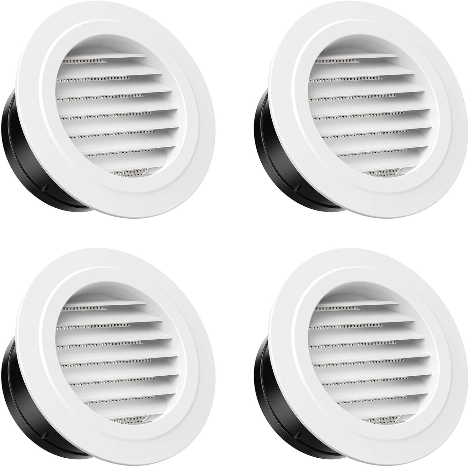 Blanc 100mm，Lot de 4 Grille de Ventilation Ronde, Grille D’aération en ...