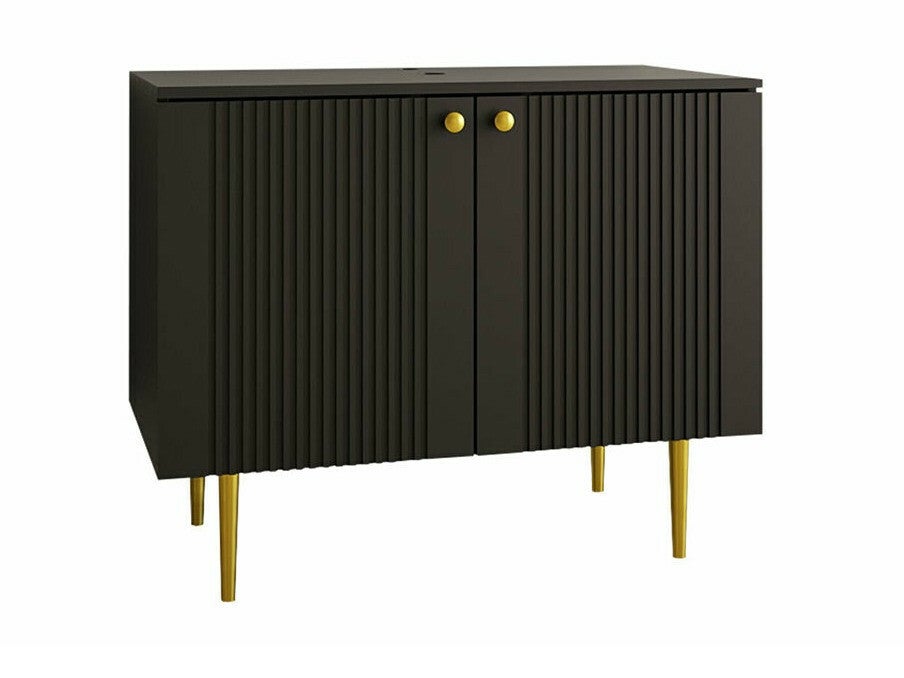 Armoire de lavabo indépendante Merced P101, Noir, À poser, Le nombre de ...