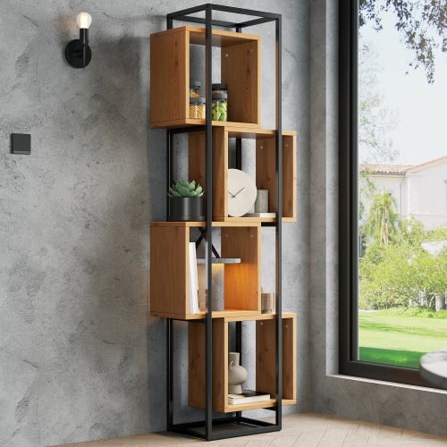 Étagère ouverte sur pied 59x30x180 cm - 4 étagères - Structure en métal ...