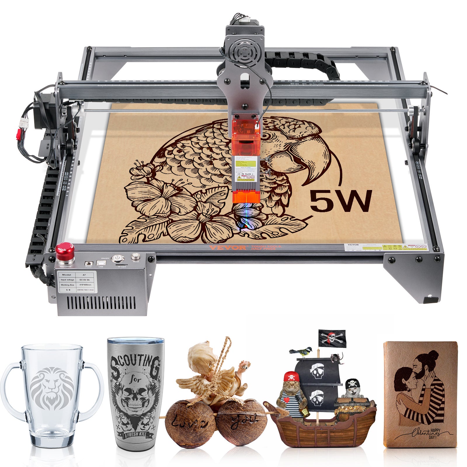 Machine à Graver Laser VEVOR 5 W Graveur Laser Grande 61x58x27 cm ...