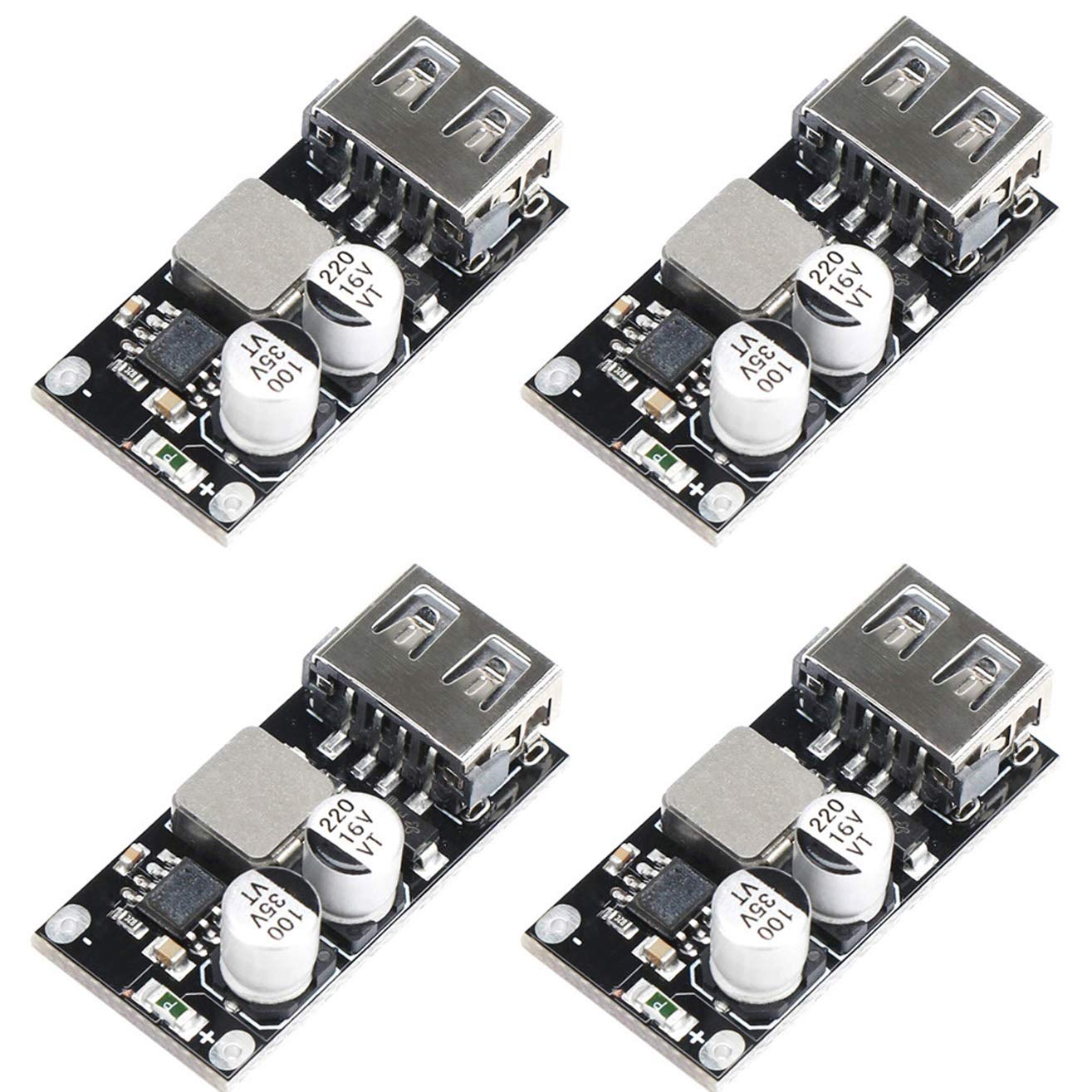 4 Pièces Convertisseur Buck USB,Module Abaisseur DC-DC 4.5-32V 12V 24V ...