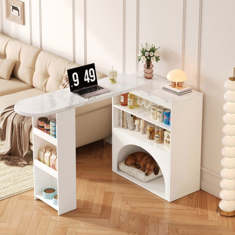 Mesa de bar moderna extensible, con zona mascotas, 120(+80)×40×100 cm ...