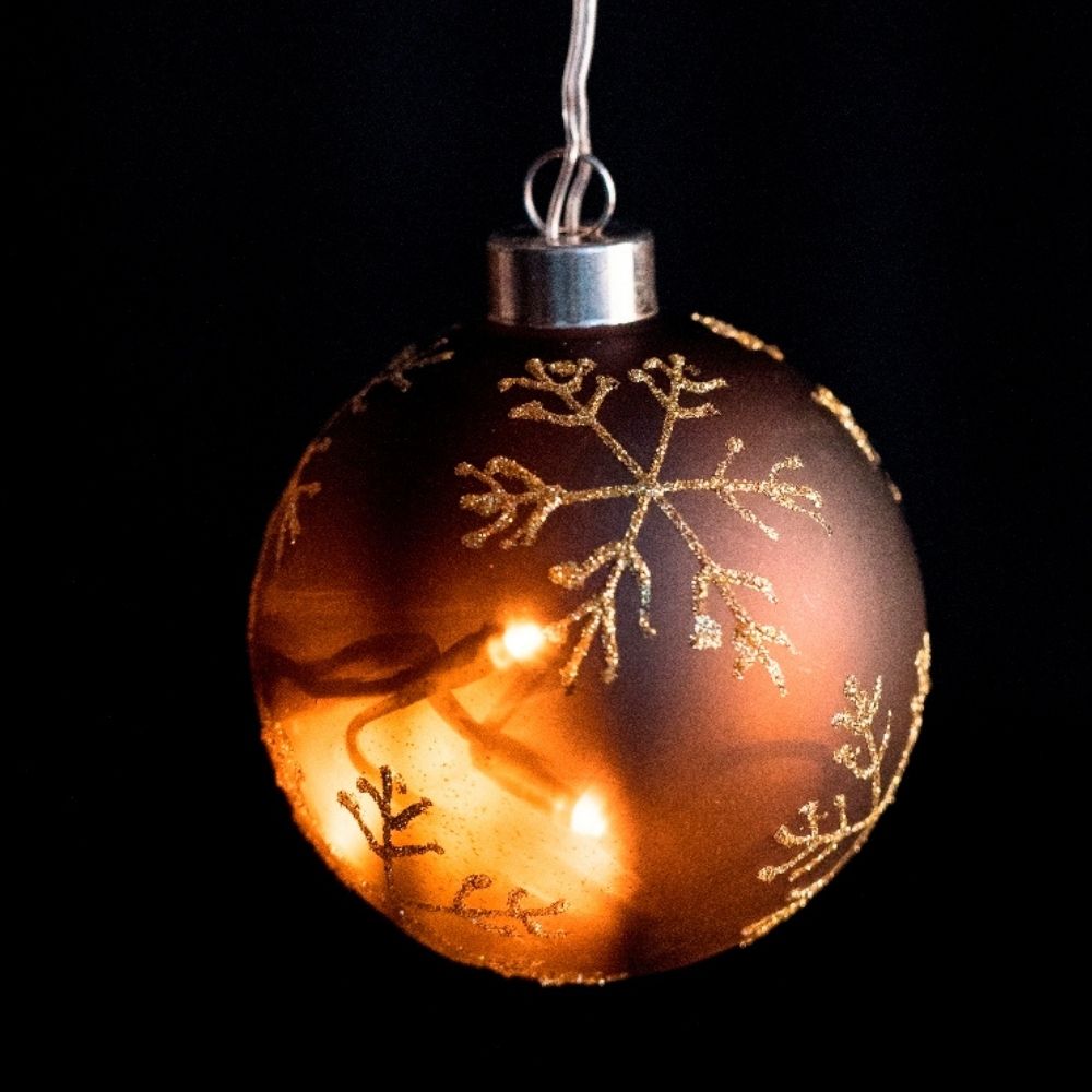 Boule de Noël LED en cristal doré avec étoiles. | Leroy Merlin