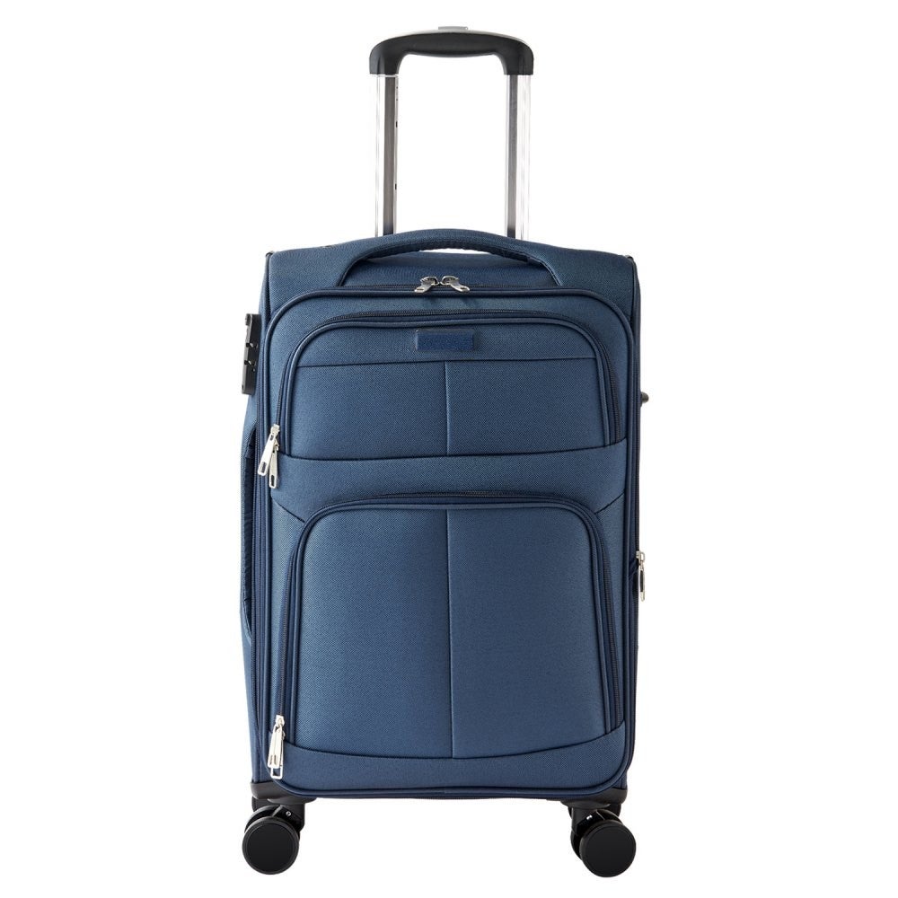 Valise cabine bleue extensible 20'' avec roulettes pivotantes ...