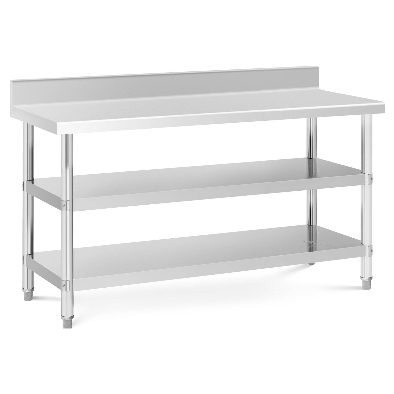 Tavolo acciaio inox con alzatina 2 ripiani 150 x 60 x 16,5 cm | Leroy ...