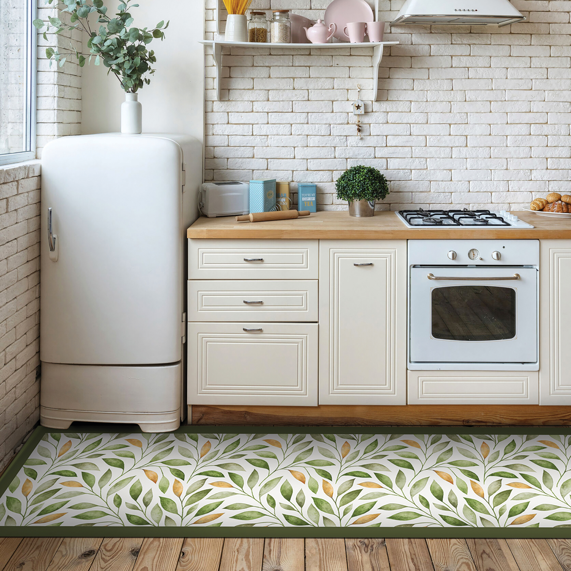 Tapis de Cuisine antidérapant en Vinyle Branches èmeraude 60x180 cm ...