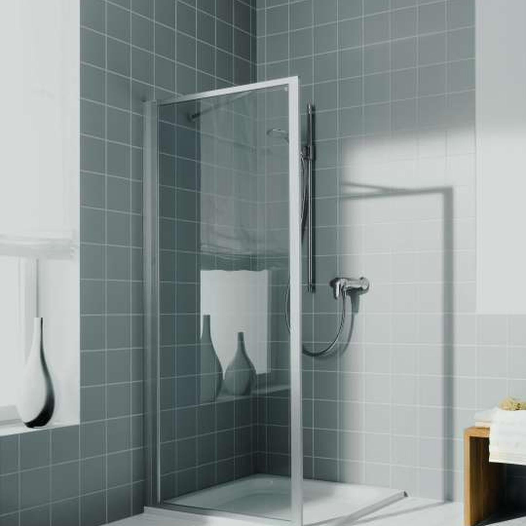 Paroi de douche fixe largeur 75cm hauteur 190 cm profilé argent poli ...