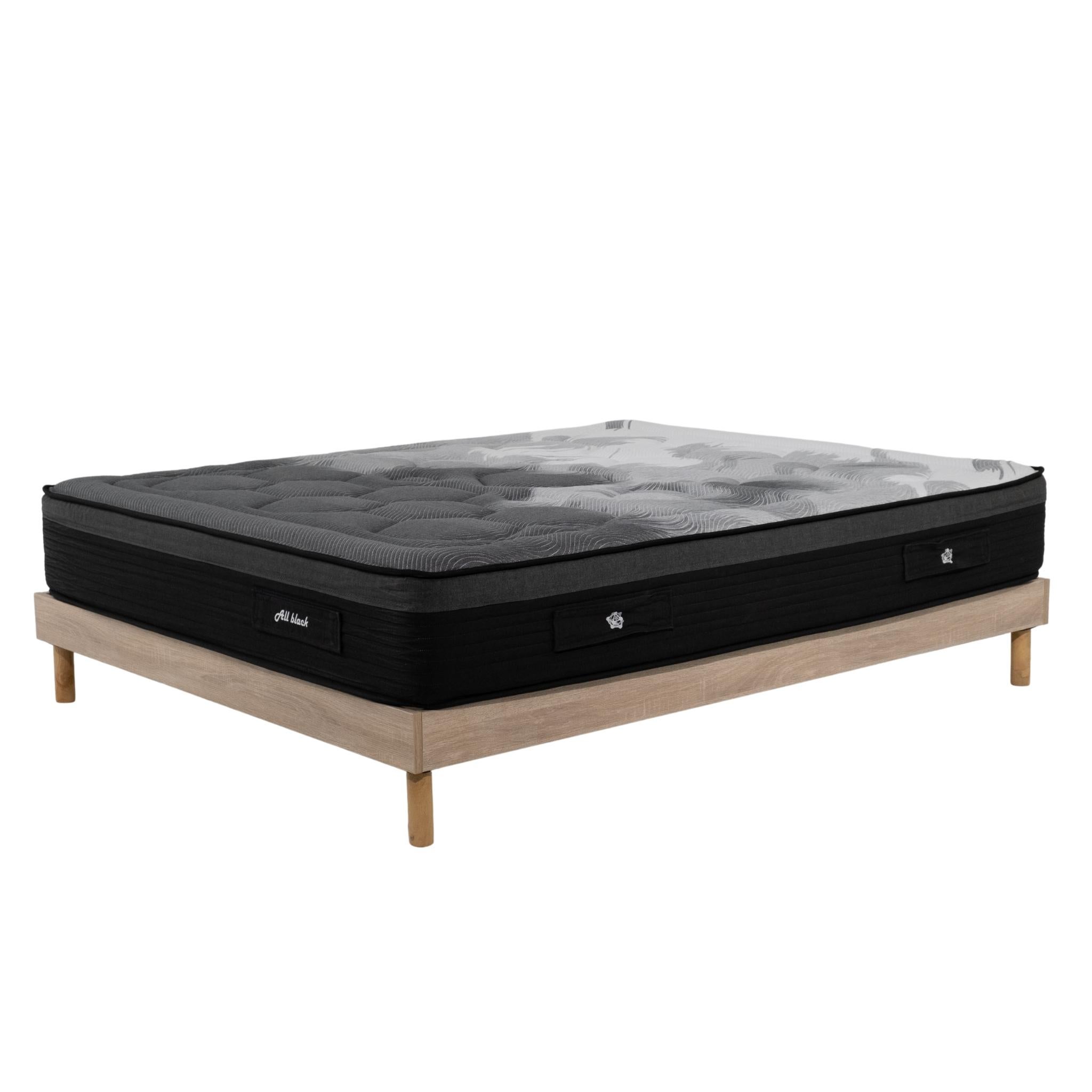 Ensemble Matelas All Black | 160x200 | mémoire | 28 cm | Sommier kit ...