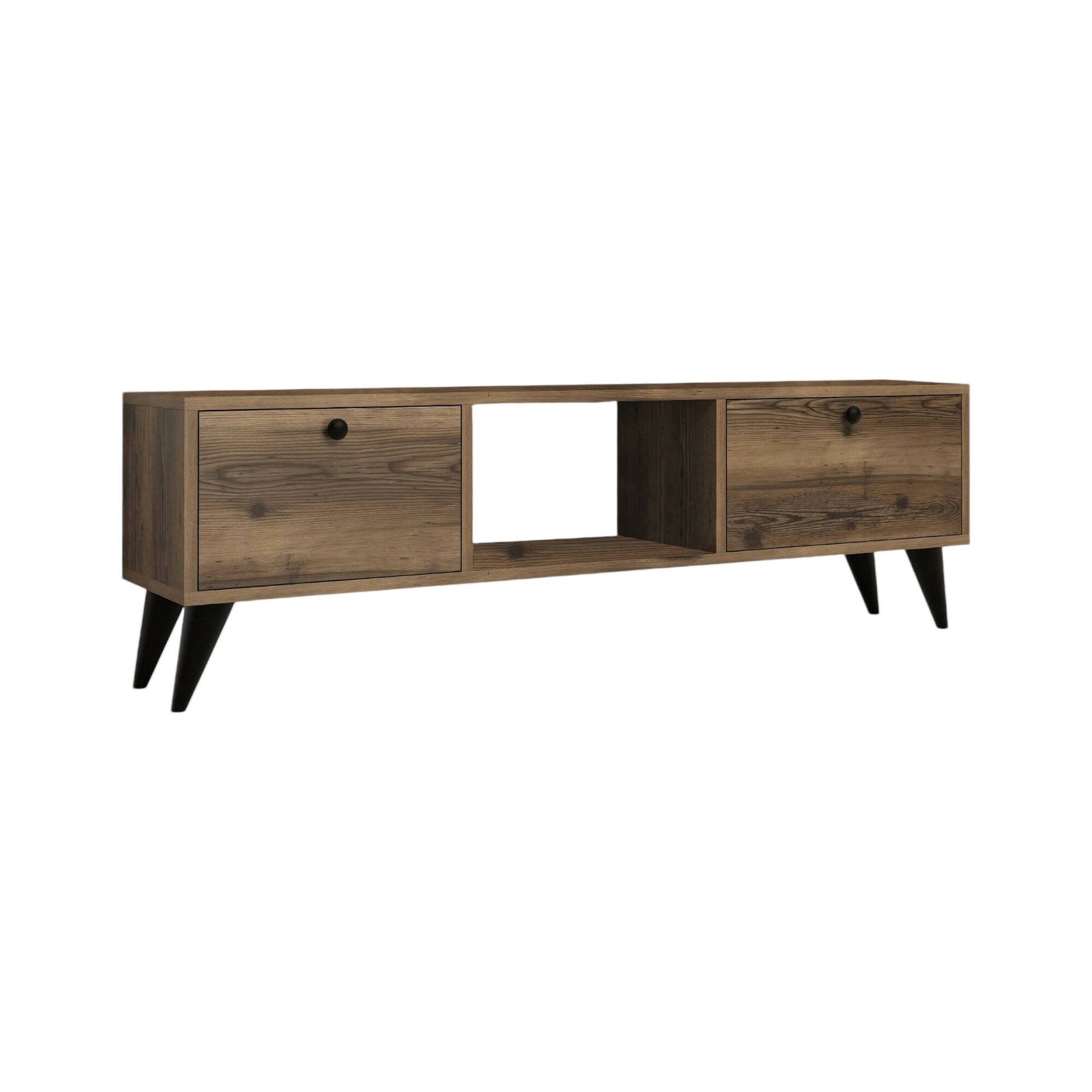 Mueble TV, 2 Estantes con Apertura Abatible, 2 Puertas, 138x29.5x42.6h ...