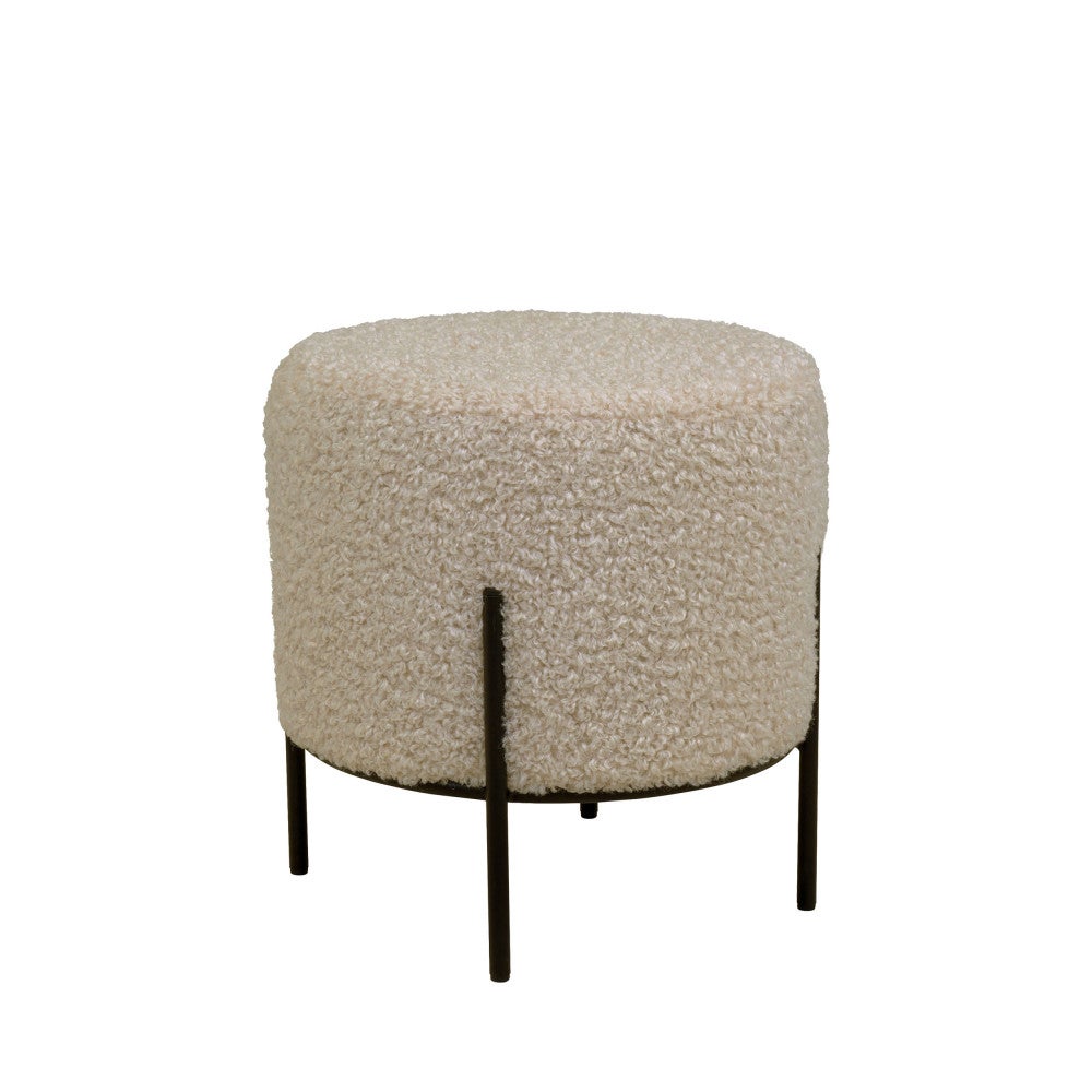 Pouf rond en tissu bouclette et métal ø35,5cm - Sable | Leroy Merlin