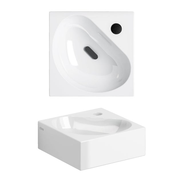 Clou Flush coin lavabo 27x27x10cm avec trou de robinet Céramique Blanc ...