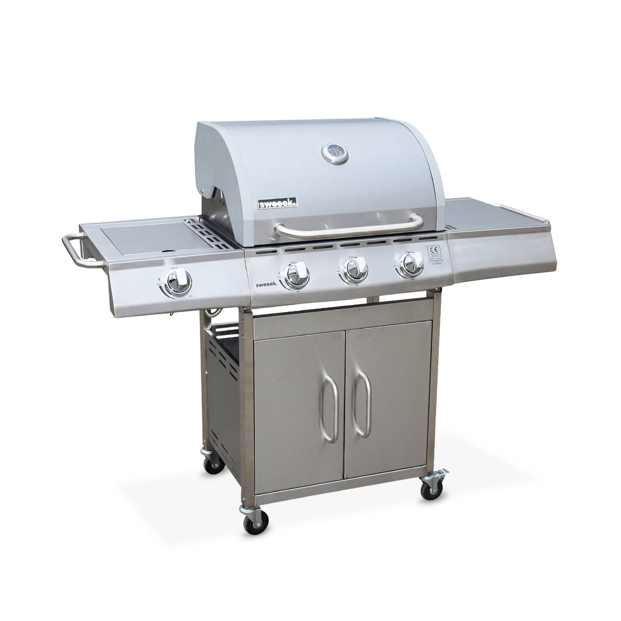 Barbecue à gaz 4 cuiseurs en Acier inoxydable Gris Sweek | Leroy Merlin