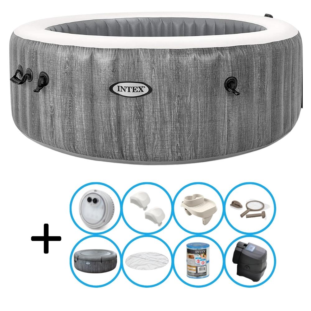 Intex - Greywood Deluxe - Jacuzzi - 196 x 71 cm - Gris - Accessoires ...