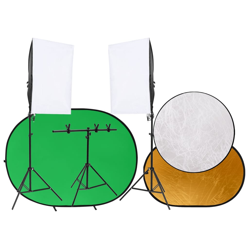 Kit de studio photo avec éclairage écran de fond et réflecteur vidaXL ...