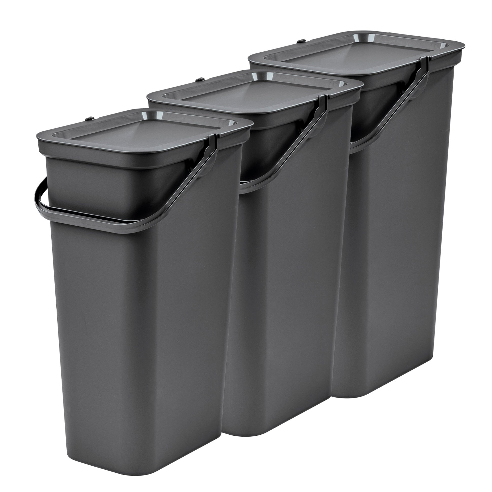 Ensemble de 3 plions "mode" 40L Graphite avec poignée | Leroy Merlin