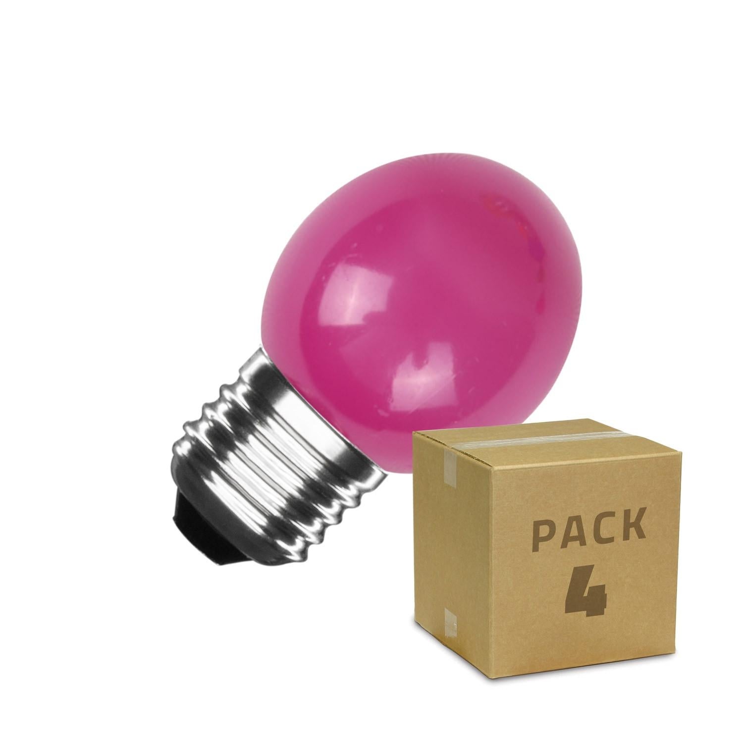 Pack 4 Bombillas LED E27 3W 300 lm G45 Rosa, Rosa | Leroy Merlin