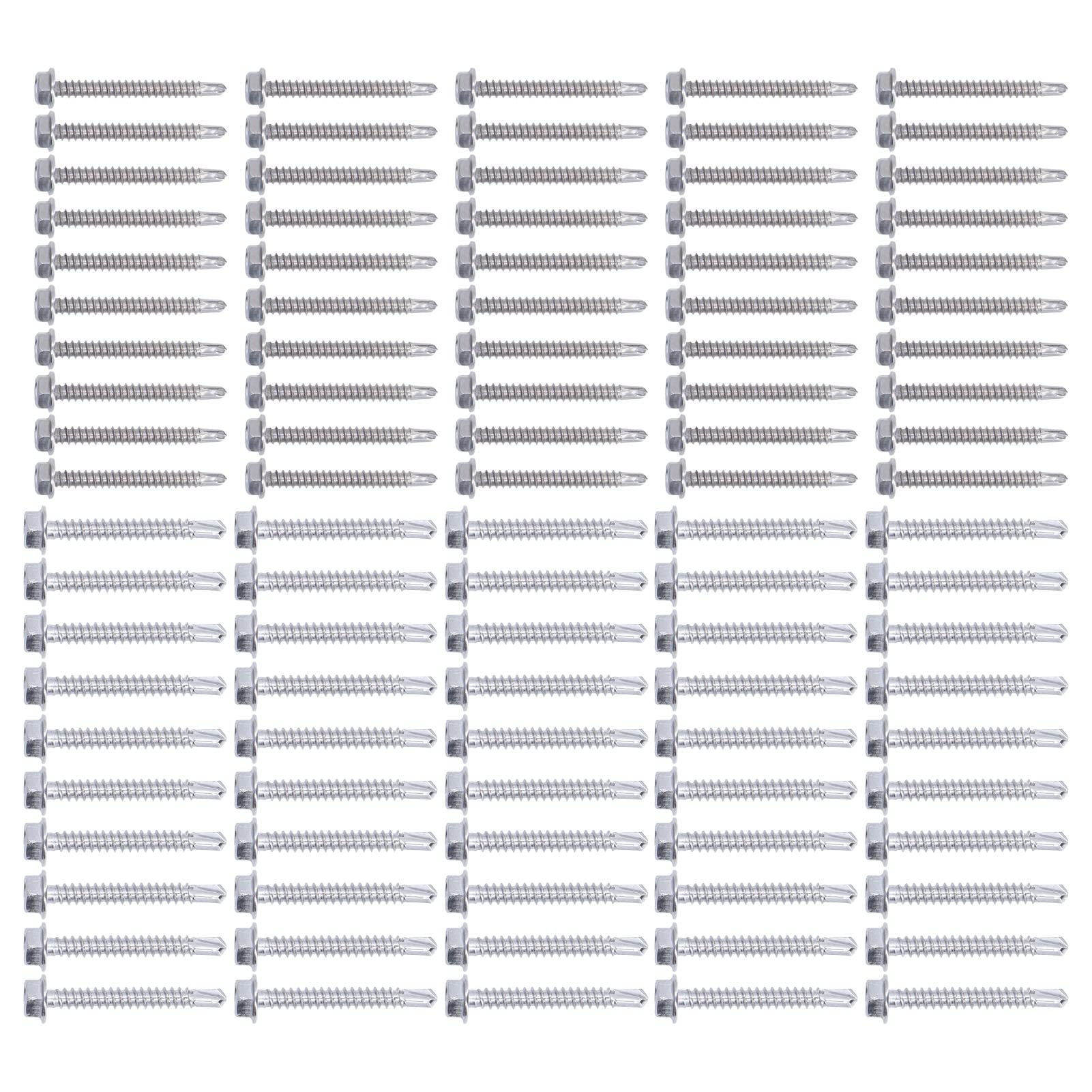Assortiment de 100 vis à rondelle hexagonale en acier inoxydable 304, vis autoperceuses 4,2 x 38 ...