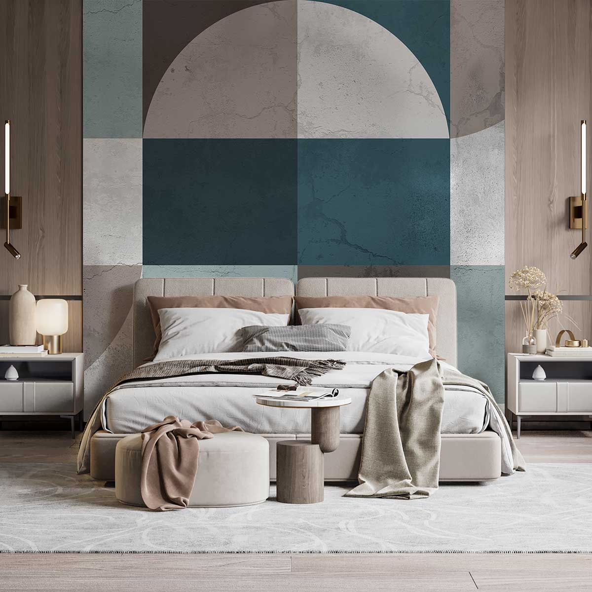 Papier peint graphique bleu sky - 260x270cm | Leroy Merlin