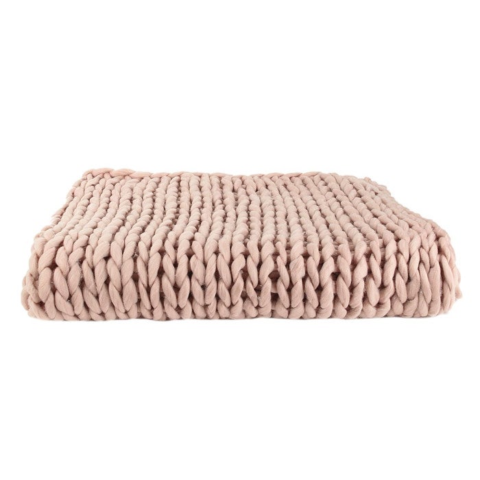 Plaid - Couverture - Rose - Grosse maille - Chaude - Cocooning - Cosy ...