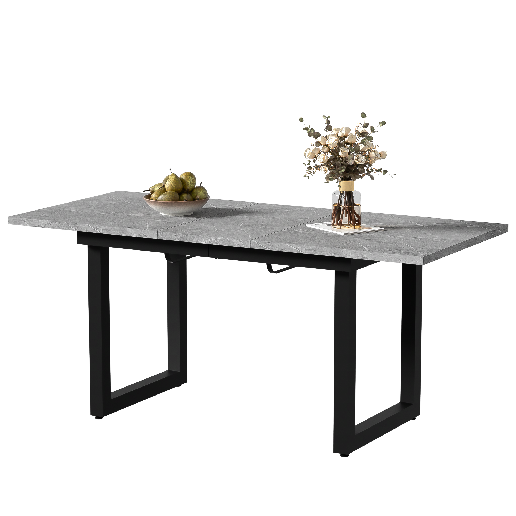 Table à manger extensible 140-180x80x75cm design industriel MDF noir ...