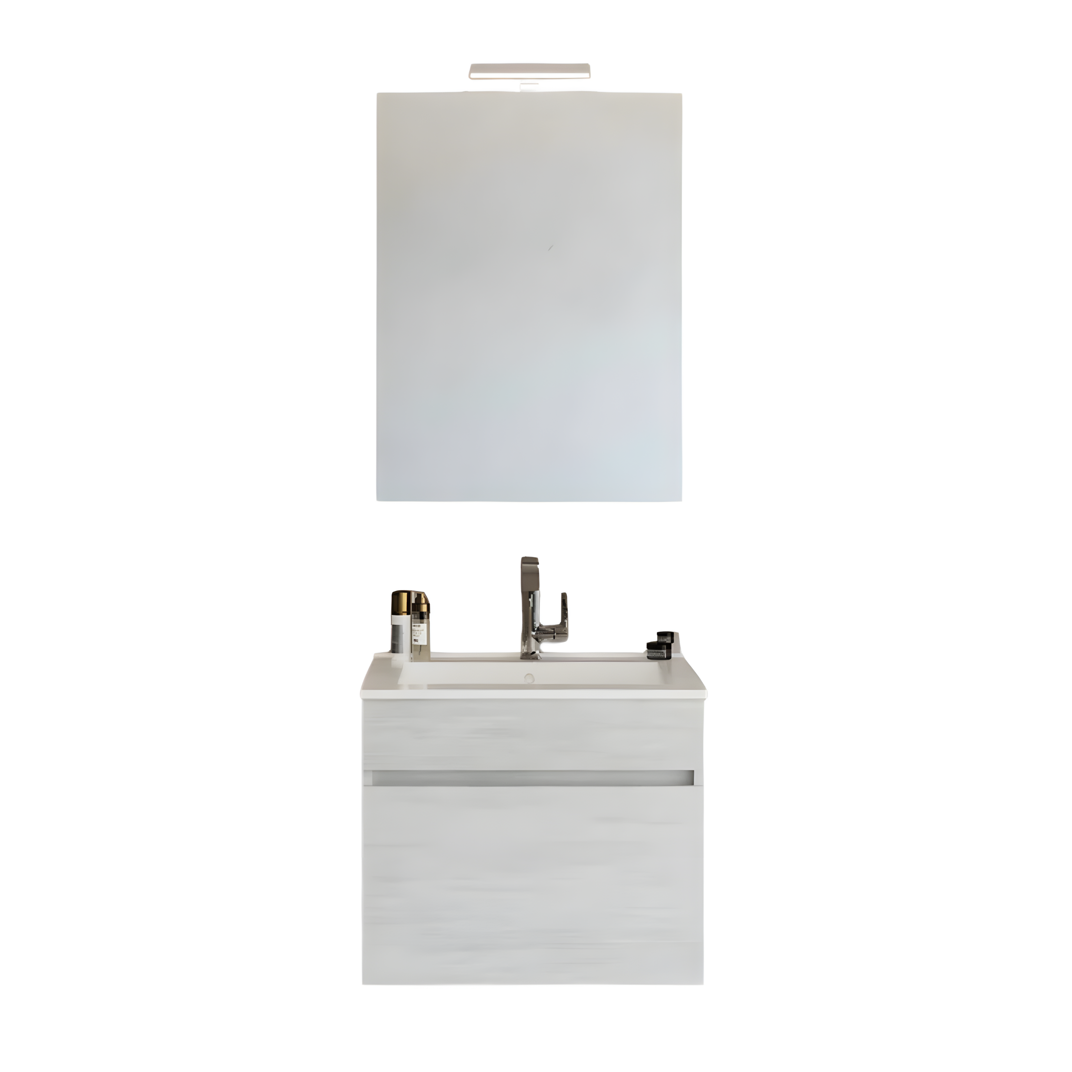 Set da bagno sospeso bianco "Velira" con lavabo e specchio LED cm ...