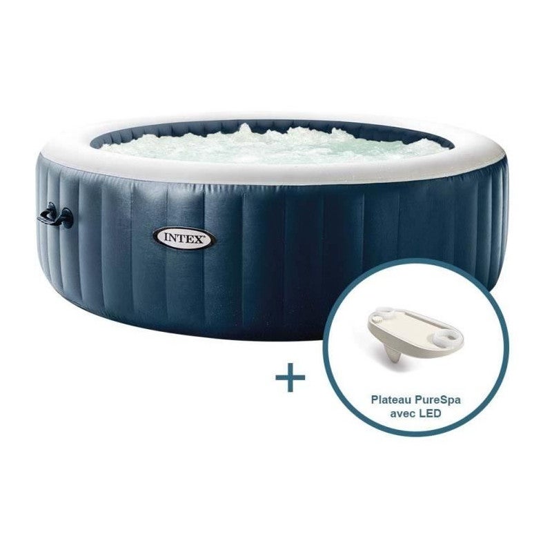 INTEX Spa Gonflable 6 places Pure Spa Blue navy avec plateau LED Offert ...