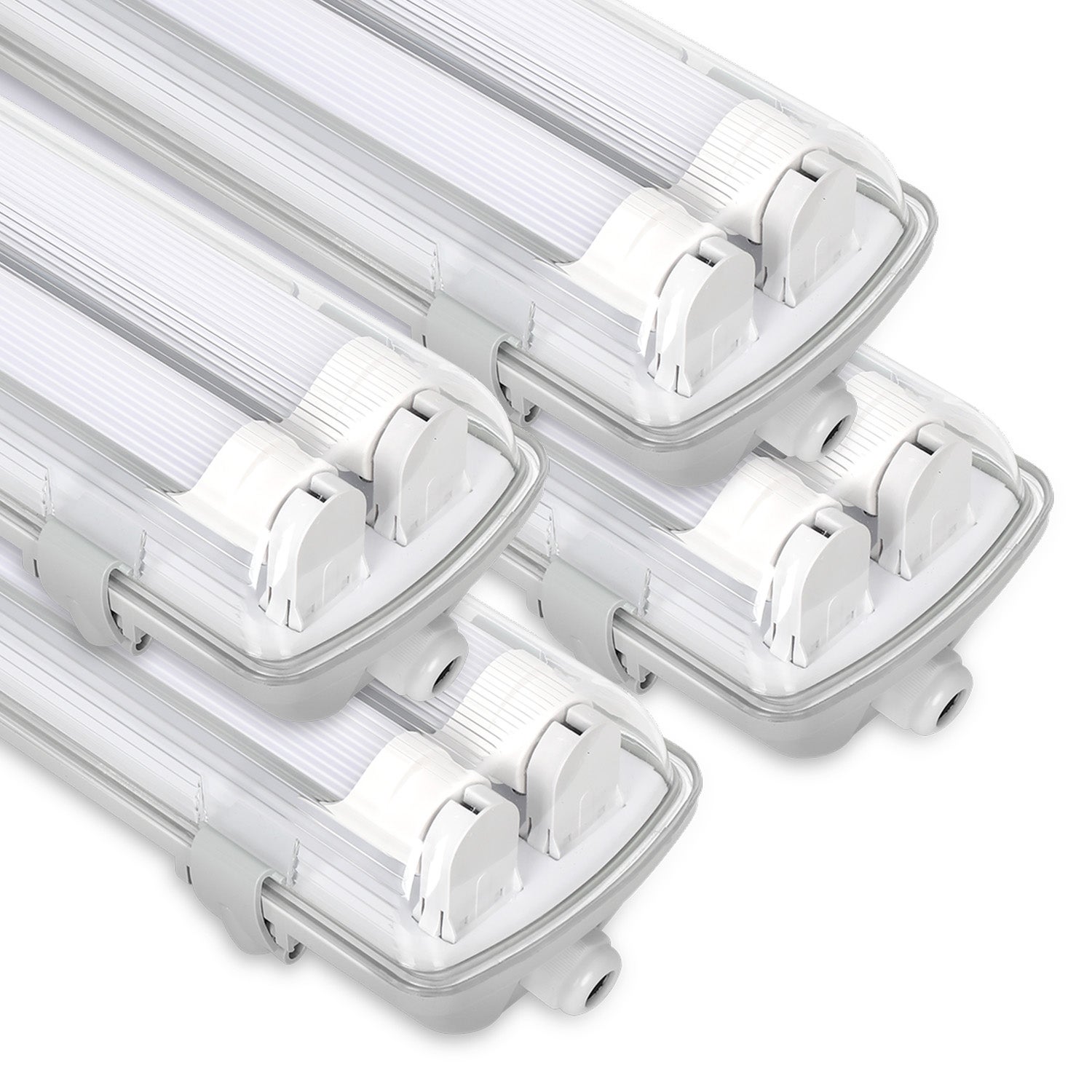 4X Lampe LED pour locaux humides Lampe à vasque 120cm 2 tubes T8 de 18W blanc froid 6500K IP65 ...