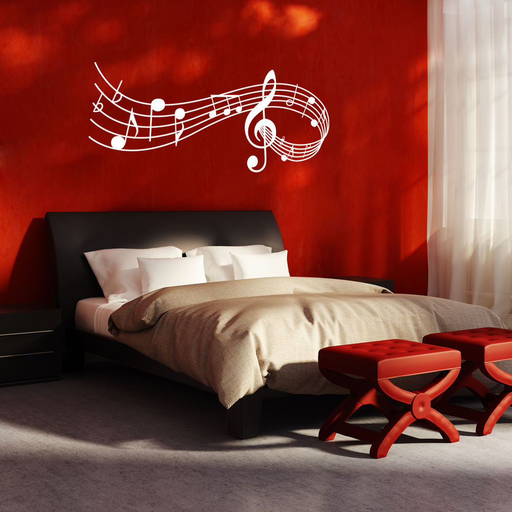 Blanc Musique Note Stickers Muraux Vinyle Sticker Musique Mur Art Grand ...