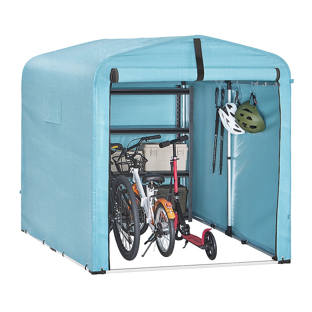 SoBuy Cobertizo de Jardín Impermeable para Moto Bicicleta y Herramientas 159x219x165 cm Azul ...