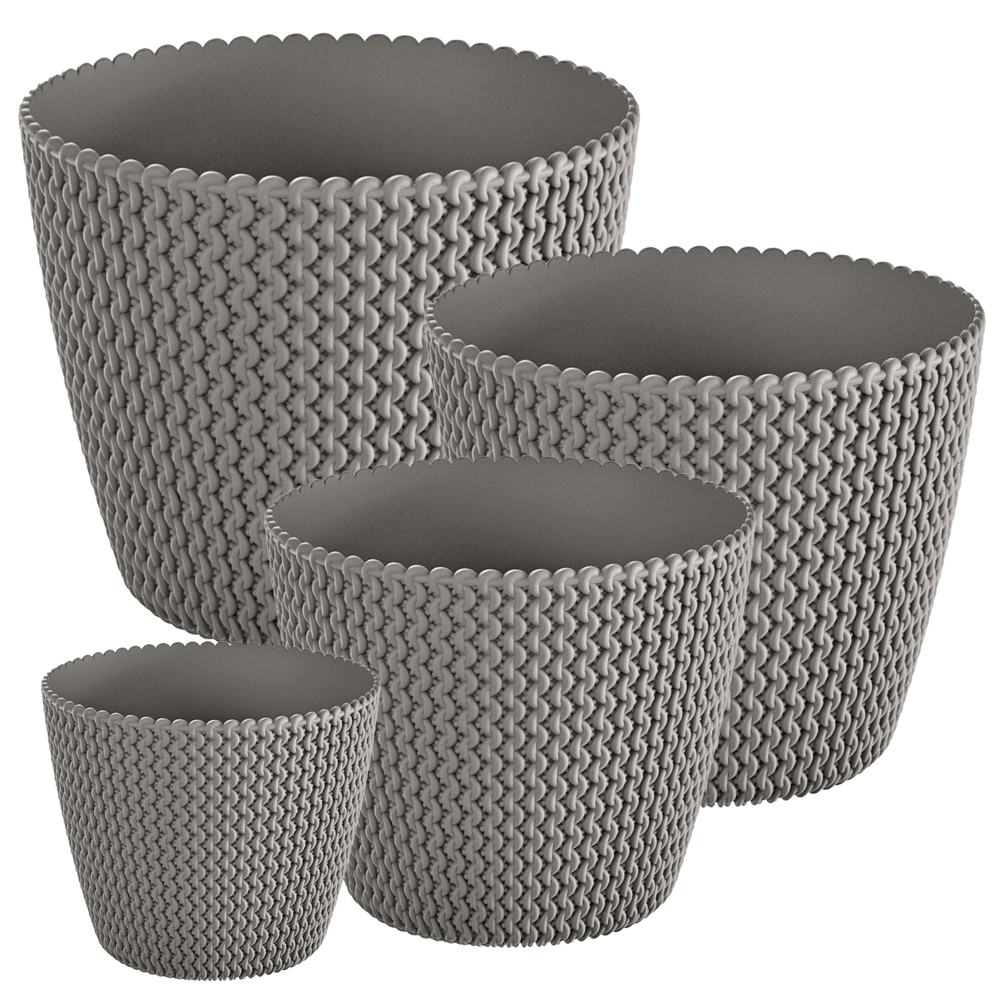 Pack 4 macetas redondas de plastico gris (5/8/11,5/18,6 L) - Splofy ...
